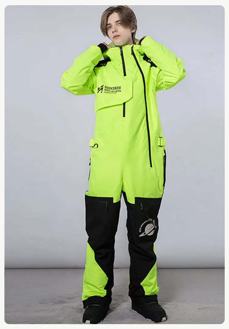 Men's One Piece Snow Jumpsuits Loose Fit Insulated Winter Ski Suits ...