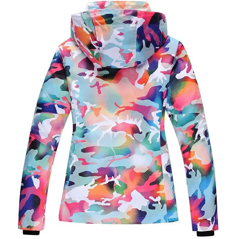 Hooded Printed Ski Snowboard Jacket Outdoor Durable Sports Coat ...